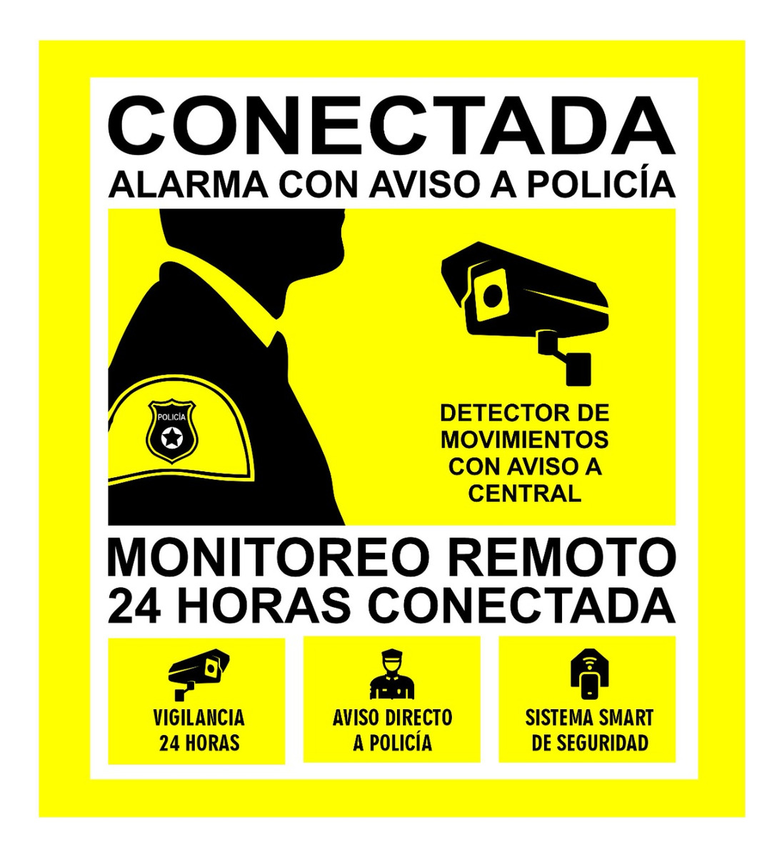 Cartel Alarma Disuasorio Camaras Seguridad Filmando Policía – Render ...